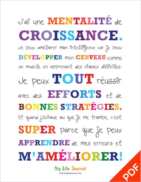 Affiche de Mentalité de Croissance (PDF) – Big Life Journal