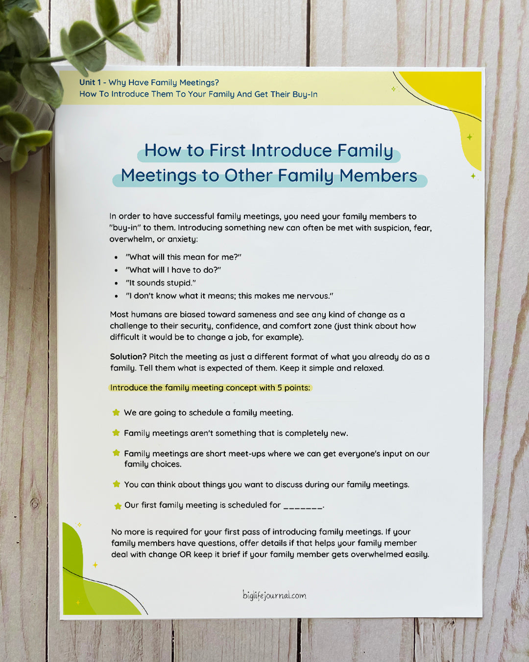 Family Meeting Resource Kit PDF – Big Life Journal